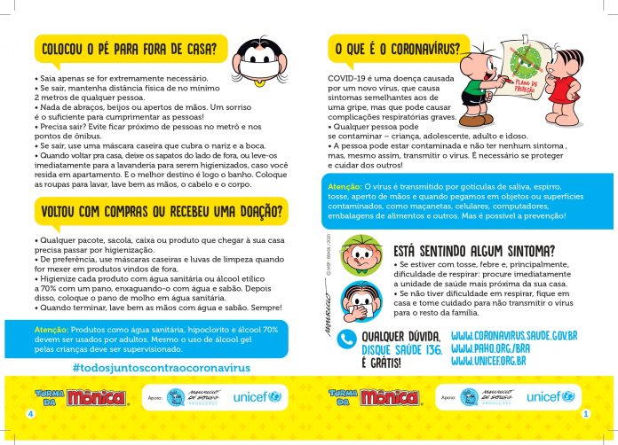 Turma da Mônica e UNICEF orientam comunidades sobre coronavírus